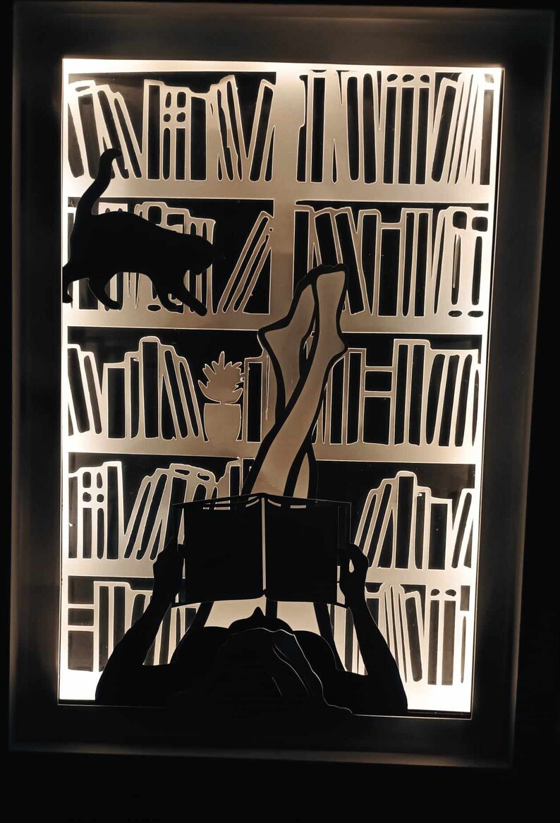 Library Papercut Lightbox SVG File A4 DIY, Bookstore Shadow Box, Cricut ...
