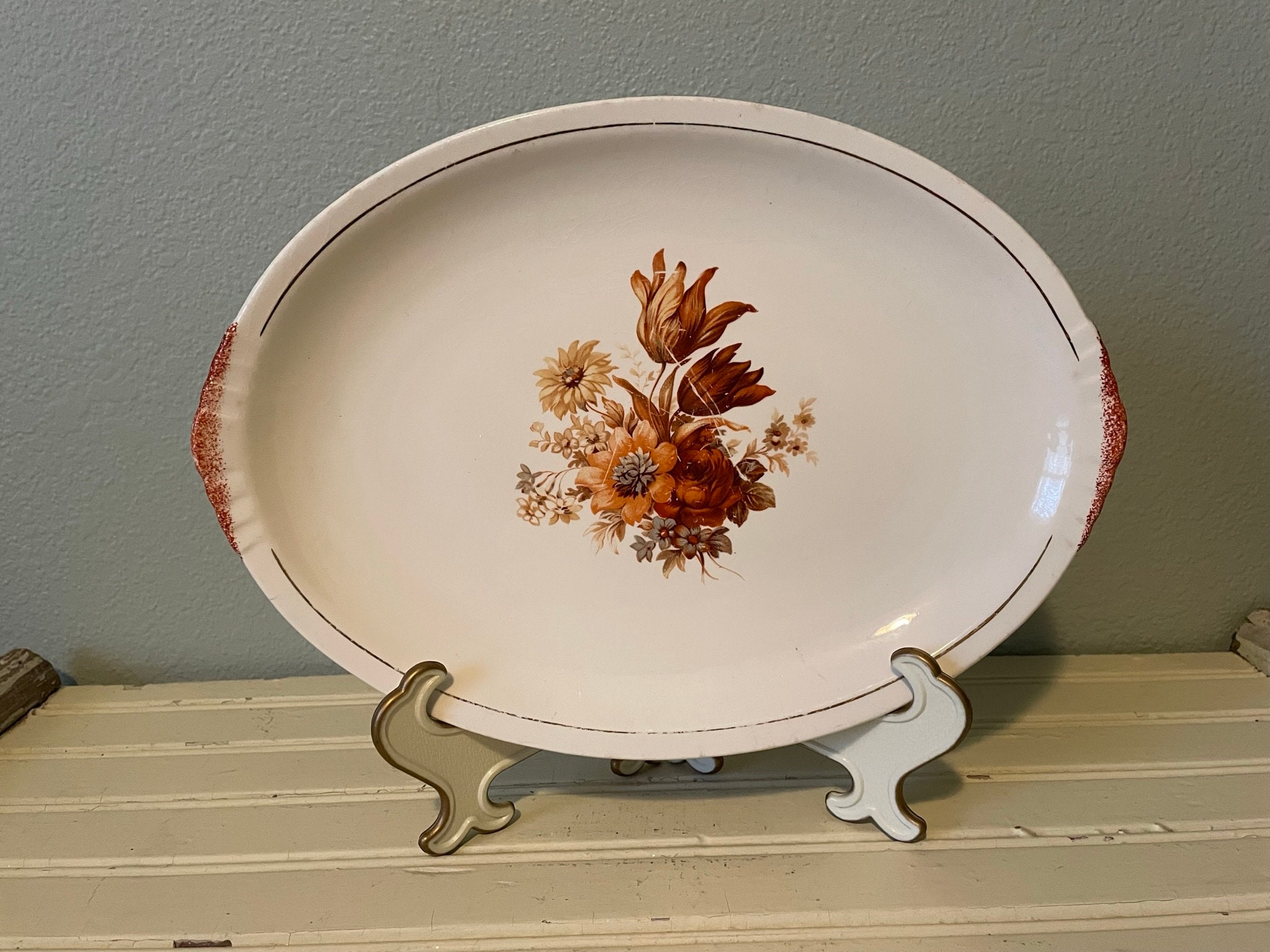 Orange Poppy Platter - Paden City Pottery - Etsy