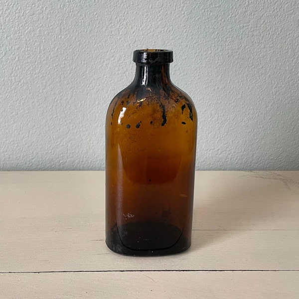 Antique Brown Glass Bottle - Etsy