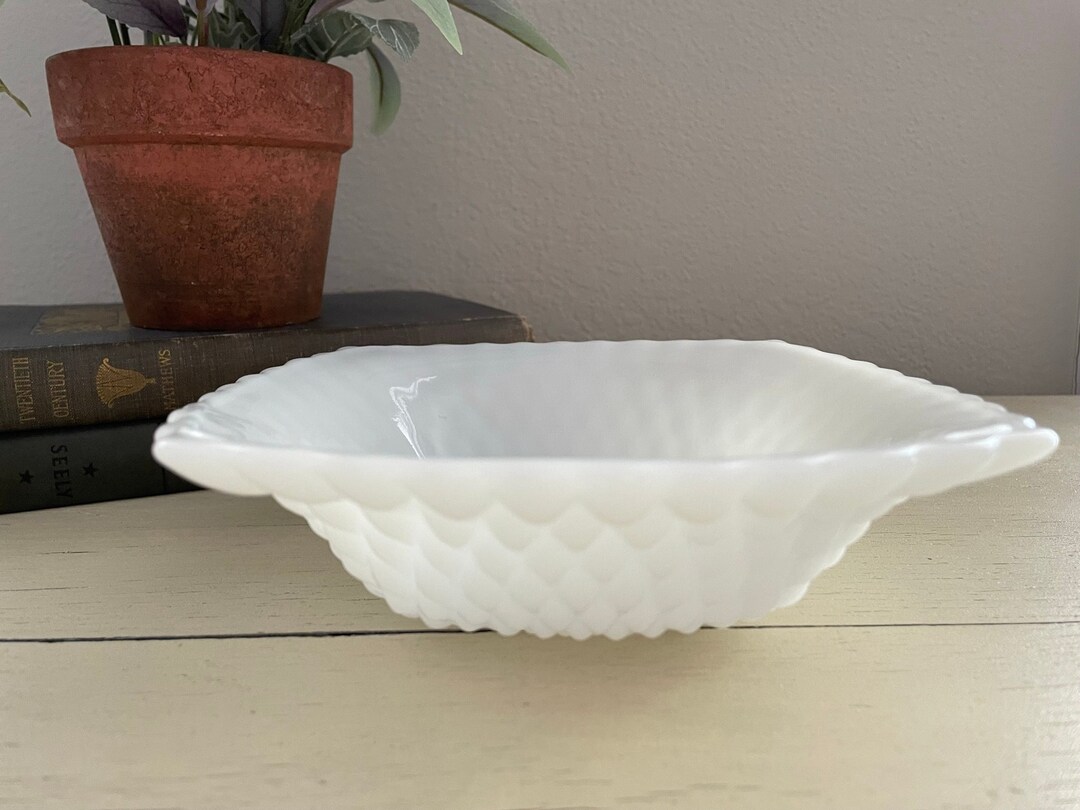 Square Diamond Pattern Milk Glass Dish - Etsy