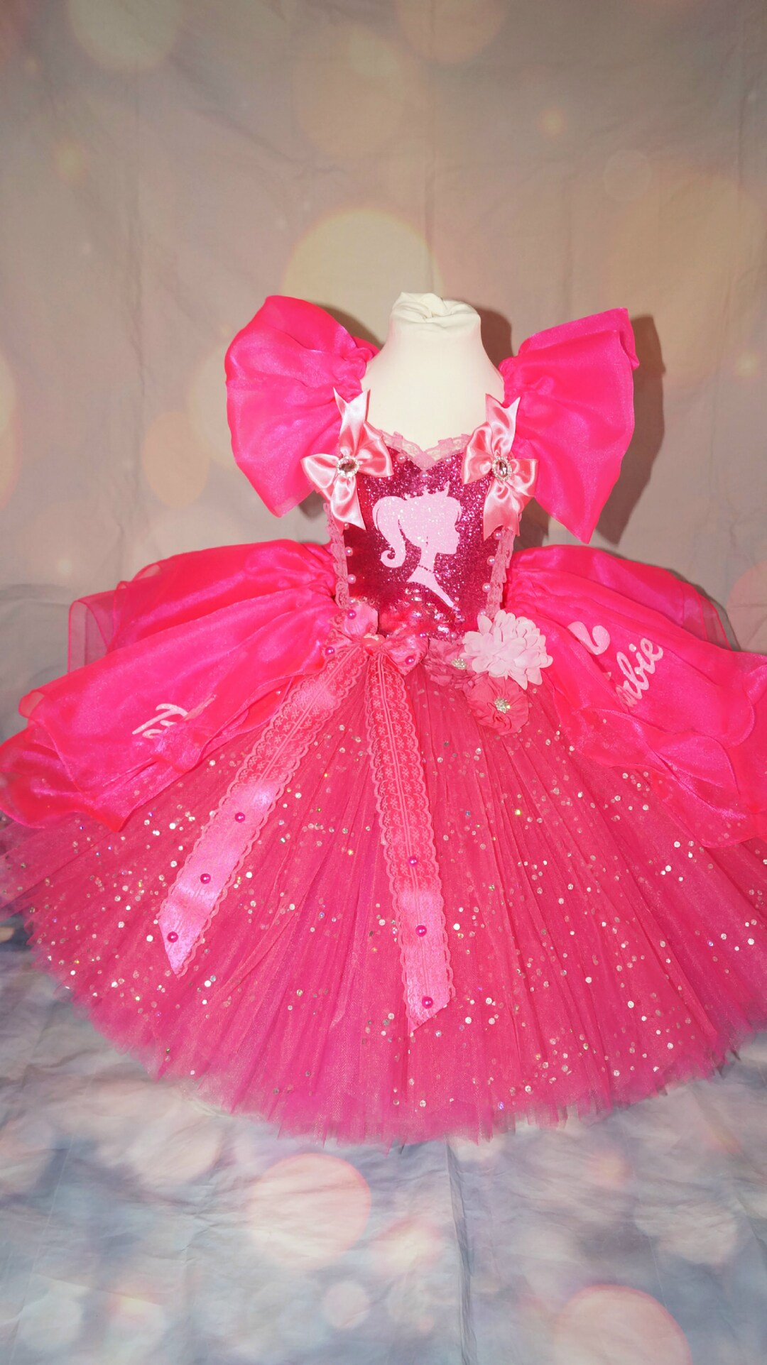 Princess Inspired Barbie Bright Pink Tutu Dress Pageant Ball Gown ...