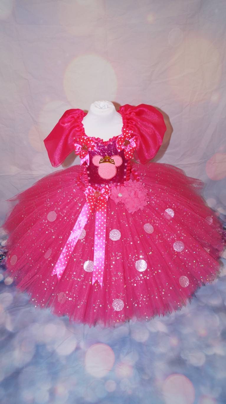 Princess Minnie Mouse Inspired Bright Pink Tutu Dress Pageant Ball Gown ...