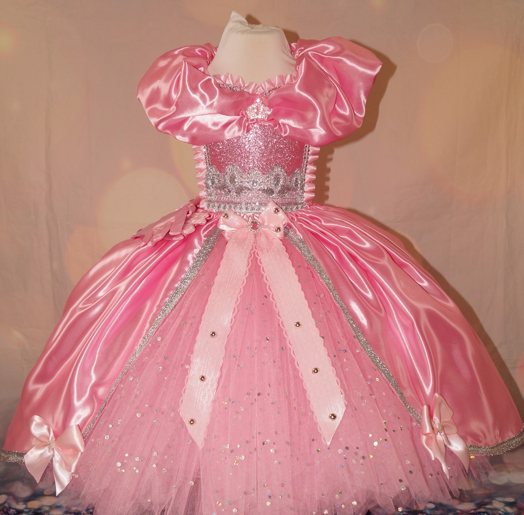 Princess Cinderella Inspired Pink and Silver Satin Tutu Dress Pageant ...