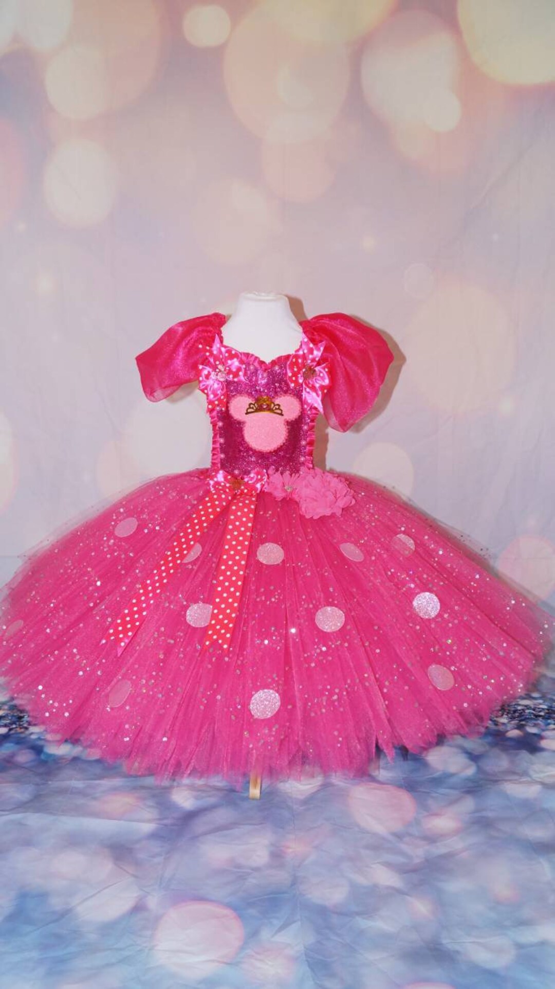 Princess Minnie Mouse Inspired Bright Pink Tutu Dress Pageant Ball Gown ...