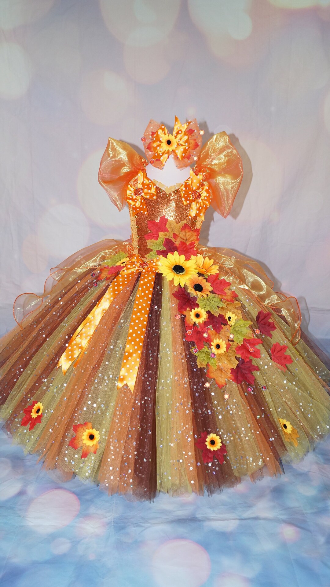 Princess Fall Autumn Pumpkin Sunflower Flower Fairy Tutu Dress Pageant ...