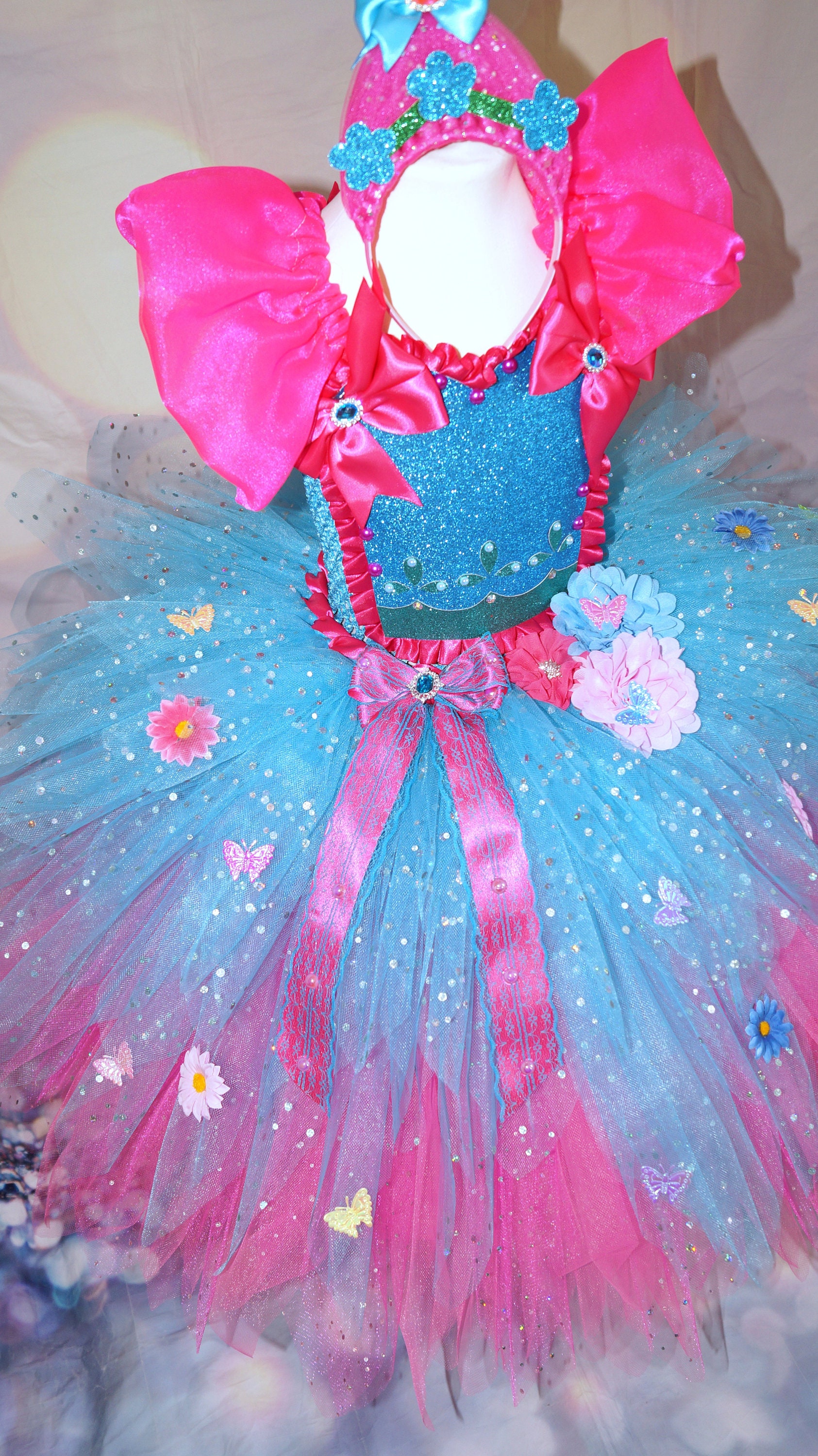 Princess Poppy Trolls Inspired Tutu Dress Pageant Ball Gown Birthday ...