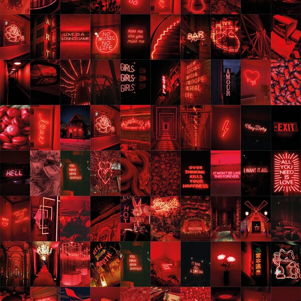 Red Wall Collage Kit - Etsy