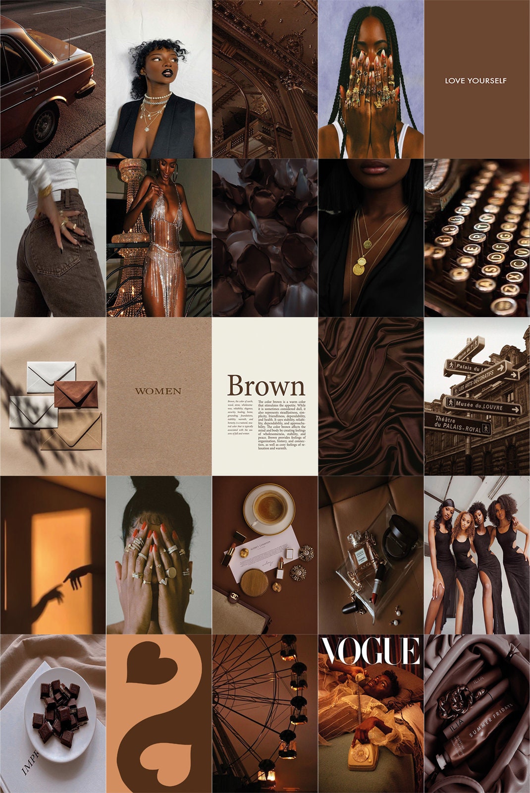 70 PCS | Brown Aesthetic Wall Collage | Coffee Aesthetic Wall Collage ...