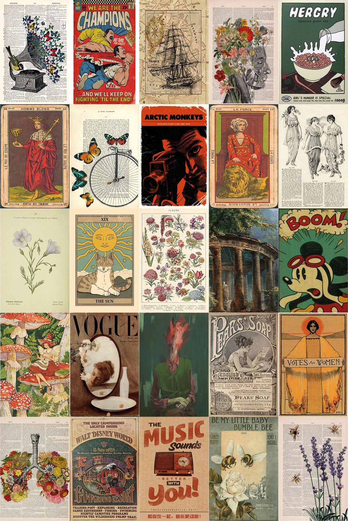 Vintage Posters Aesthetic Wall Collage Kit Vintage Wall - Etsy