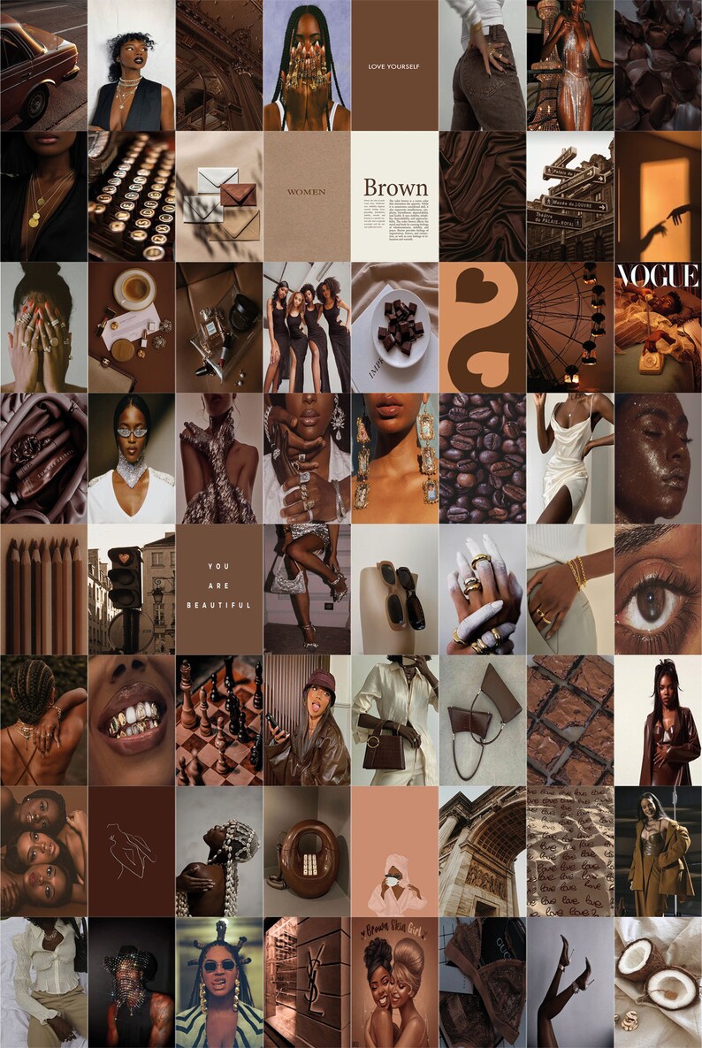 70 PCS | Brown Aesthetic Wall Collage | Coffee Aesthetic Wall Collage ...