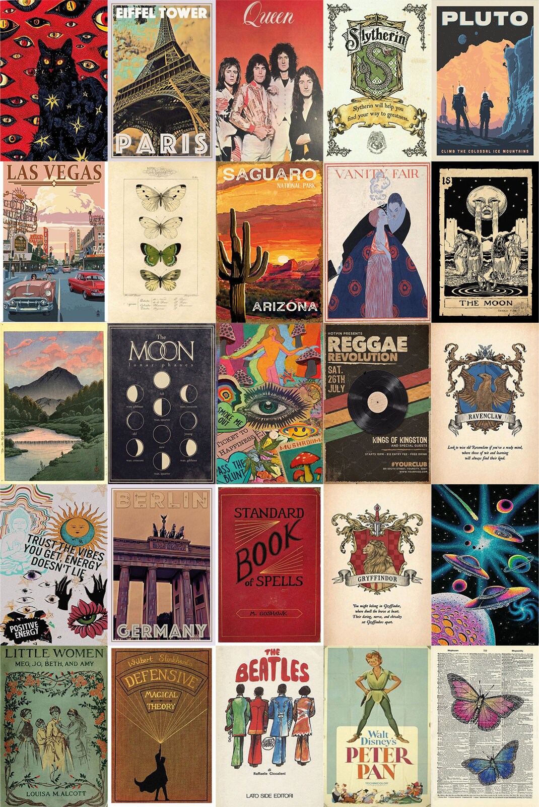Vintage Posters Aesthetic Wall Collage Kit Vintage Wall - Etsy