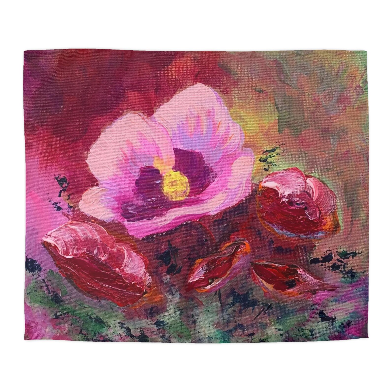 Pink Poppy Flowers Floral Bright & Colourful Original Artwork Duvet ...