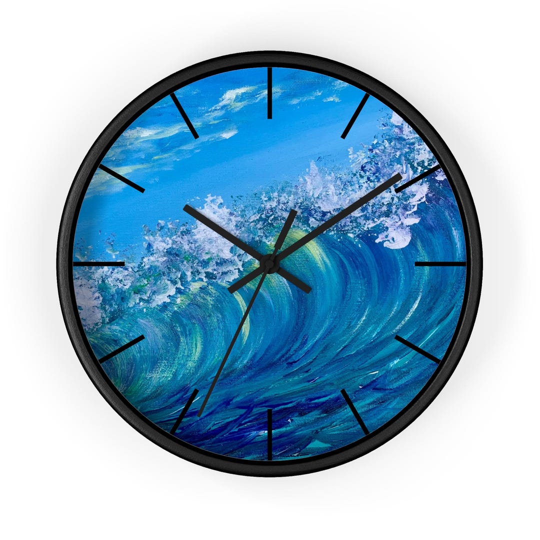 Blue Wave Sky Clock Sunset Sea Ocean Waves Waves Clock Pink Sky Fluffy ...