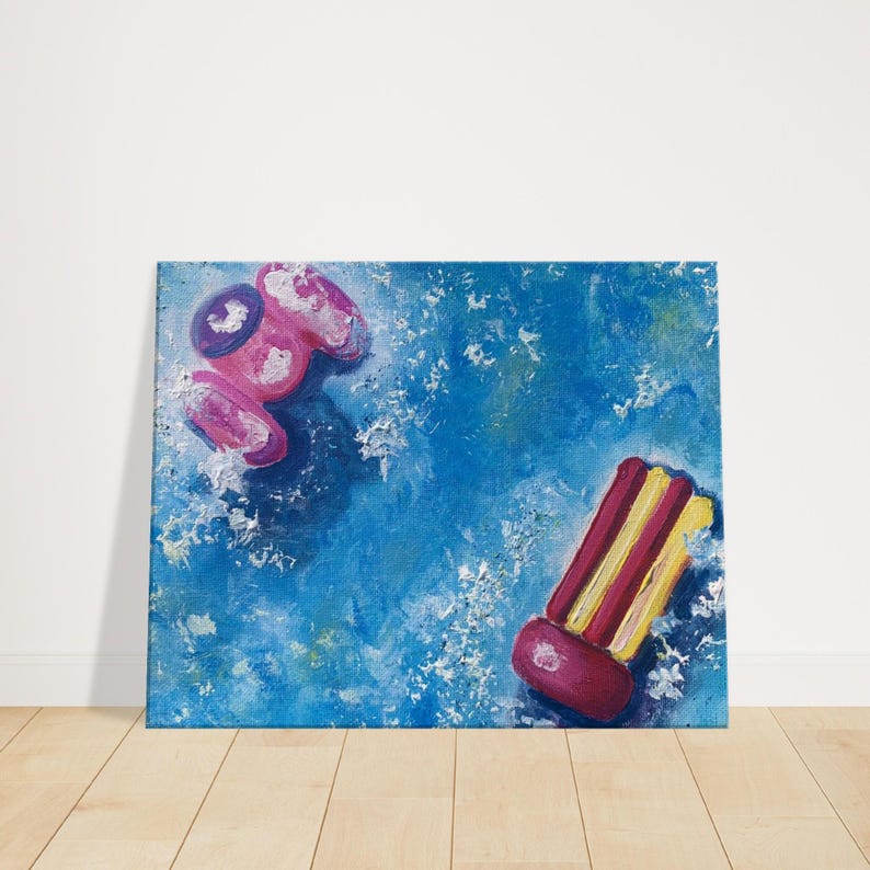 Cool Swimming Pool Rubber Floats Wave Ocean Blue Art Wave Painting ...