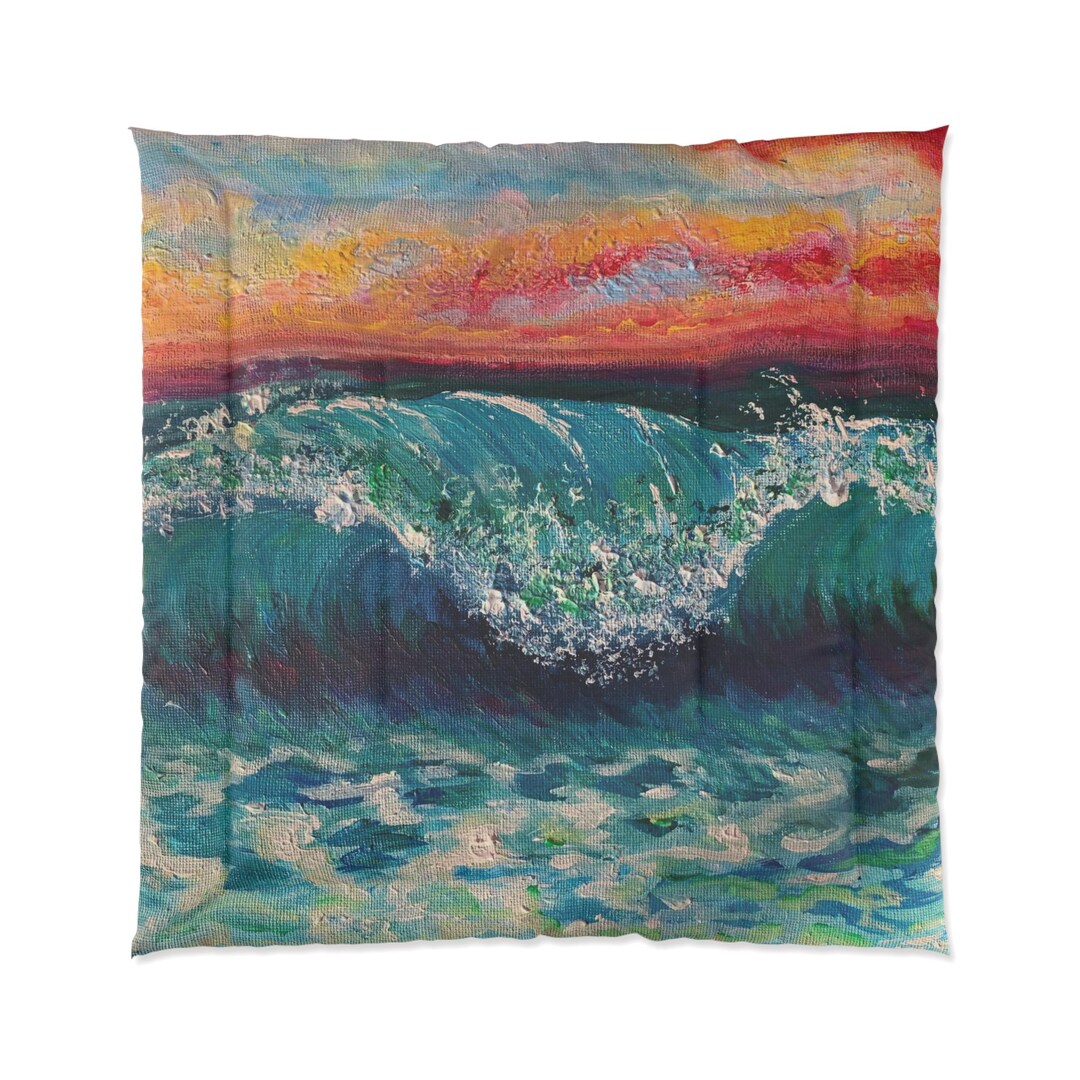 Comforter Dramatic Wave Ocean Wave Coast Beach Bedding Comforter - Etsy