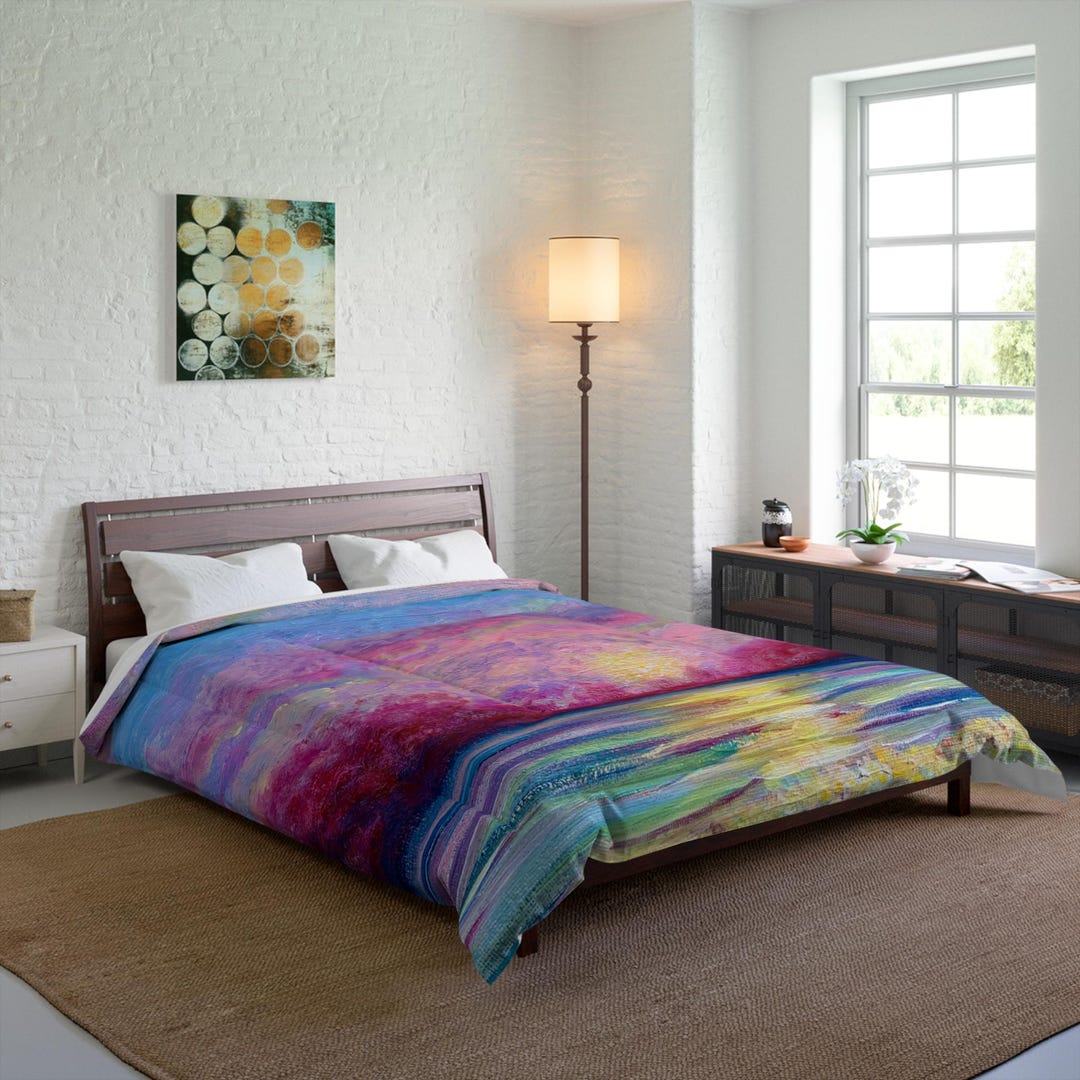 Purple Sunset Comforter Sunset Wave Ocean Wave Coast Beach Bedding ...
