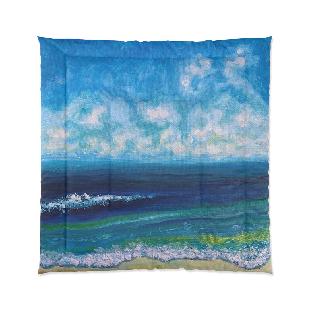 Comforter Sea Blue Sea Ocean Wave Coast Beach Bedding Comforter - Etsy