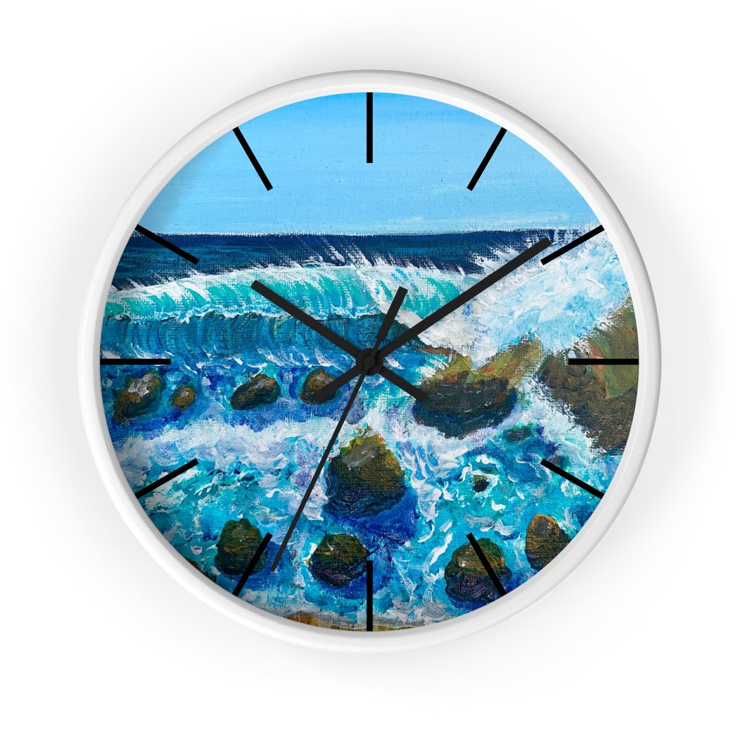 Wall Clock Wave Rocks Beach Sea Sky Blue Wave Clock Blue Sky - Etsy