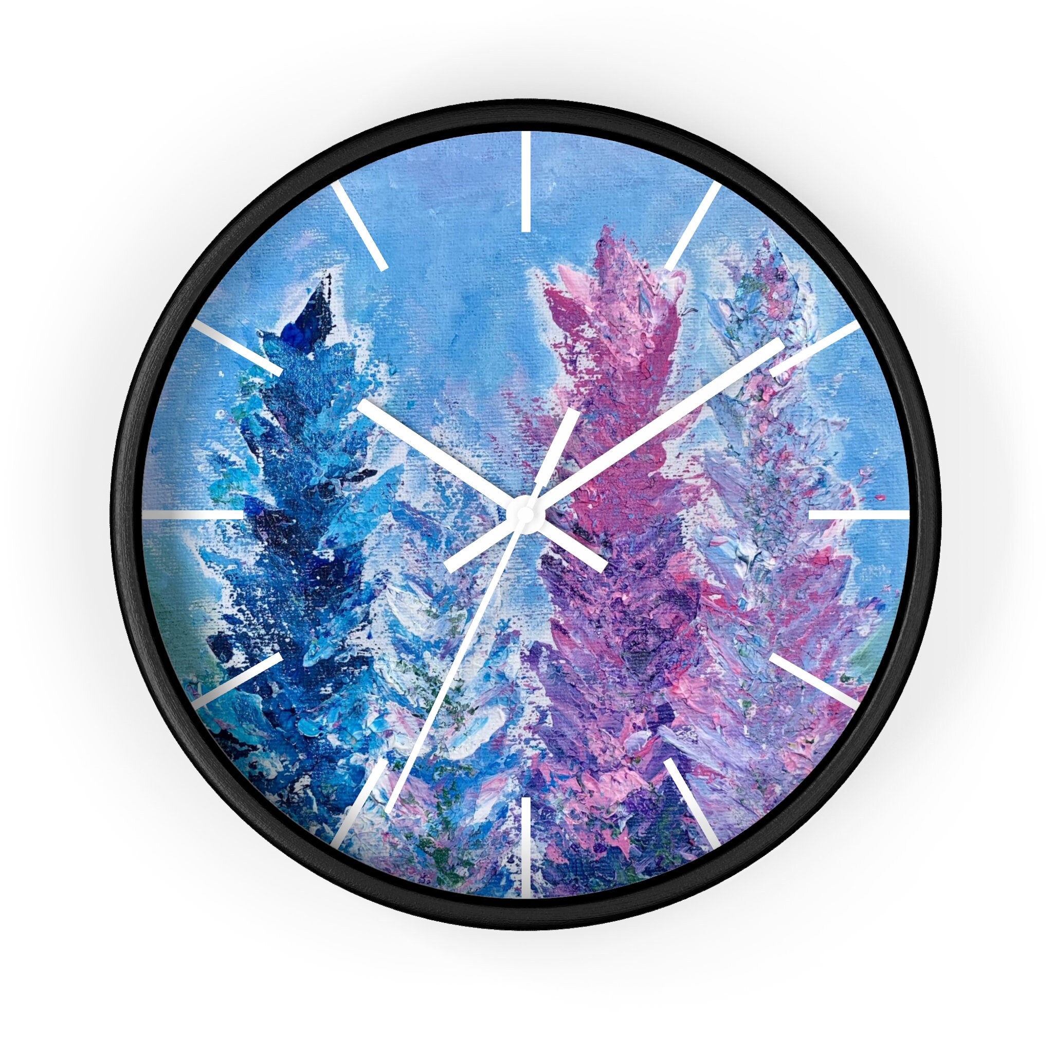 Delphiniums Blue Pastel Lilac Pink Clock. Blue Sky Fluffy - Etsy