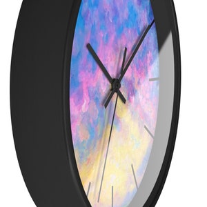 Bright & Colourful Pink Clouds Wall Clock Fluffy Clouds Pink Sky Clock ...
