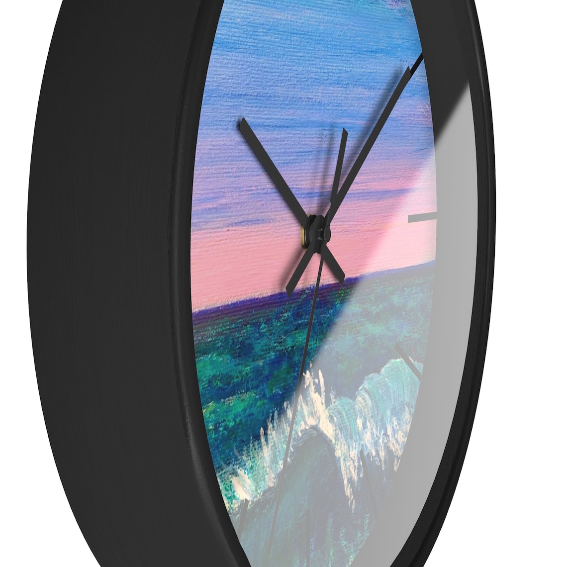 Pink Sunset Clock Large Wave Sky Fluffy Clouds Sea Ocean - Etsy