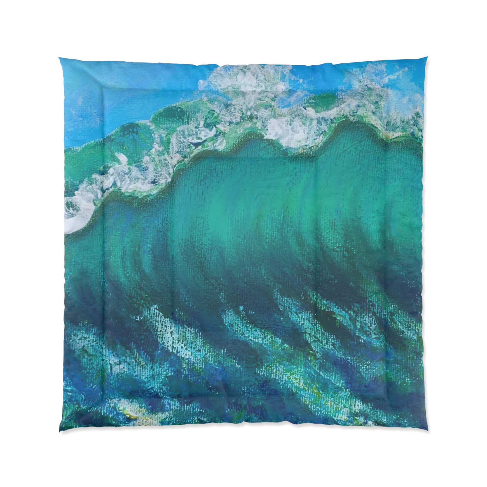 Comforter Sea Blue Sea Ocean Wave Coast Beach Bedding Comforter - Etsy