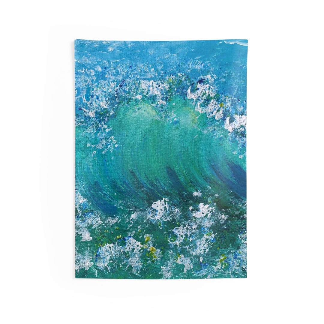 Wave Water Aqua Blue Beach Wave Blue Sky Indoor Wall Tapestries - Etsy