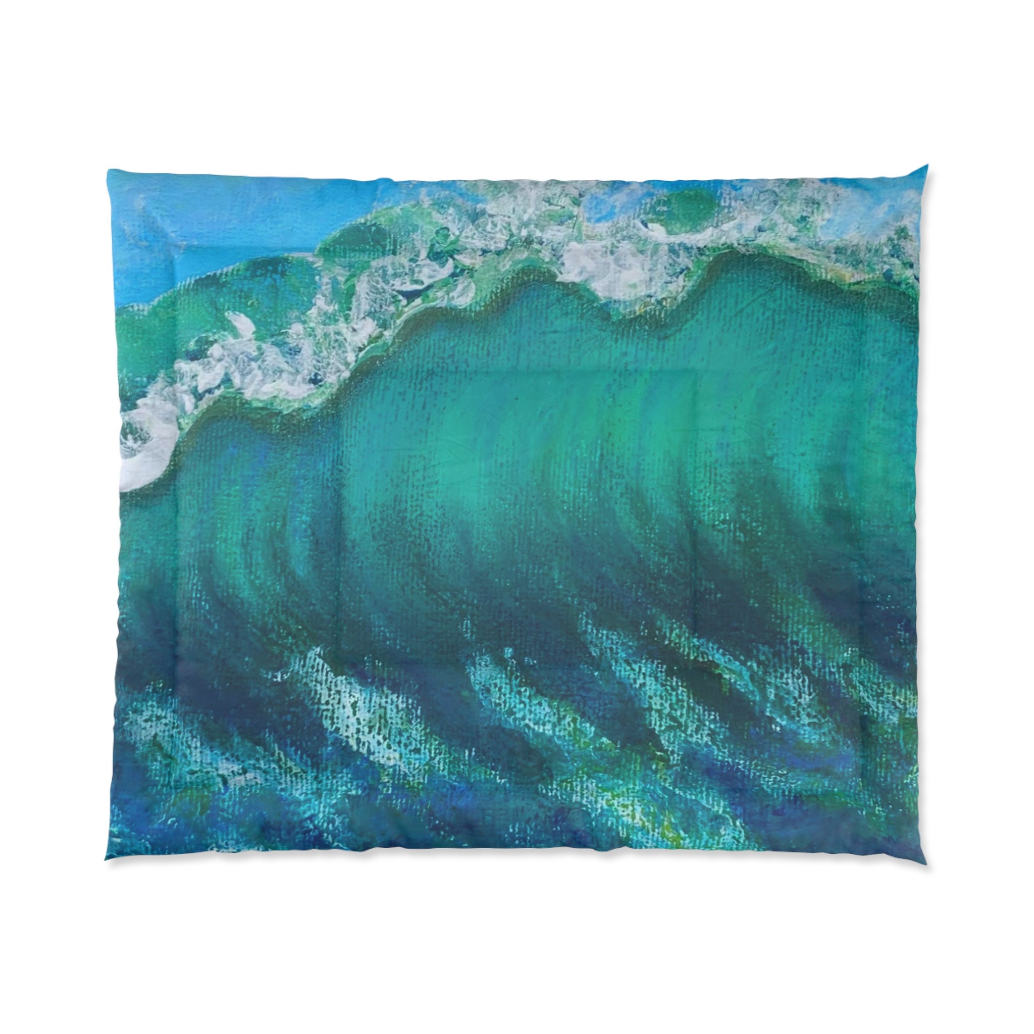 Comforter Sea Blue Sea Ocean Wave Coast Beach Bedding Comforter - Etsy