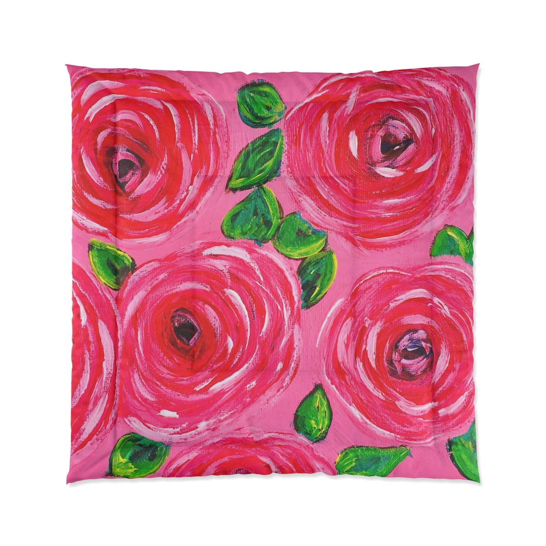 Comforter Pink Roses Sea Ocean Wave Coast Beach Bedding Comforter - Etsy