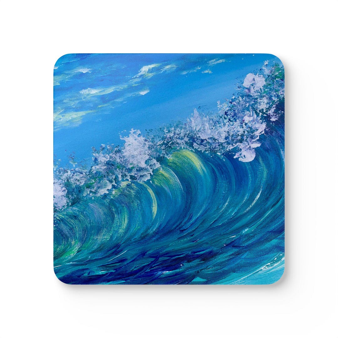 Blue Wave Big Wave Sea Ocean Rocks Blue Fluffy Clouds Sky Corkwood ...