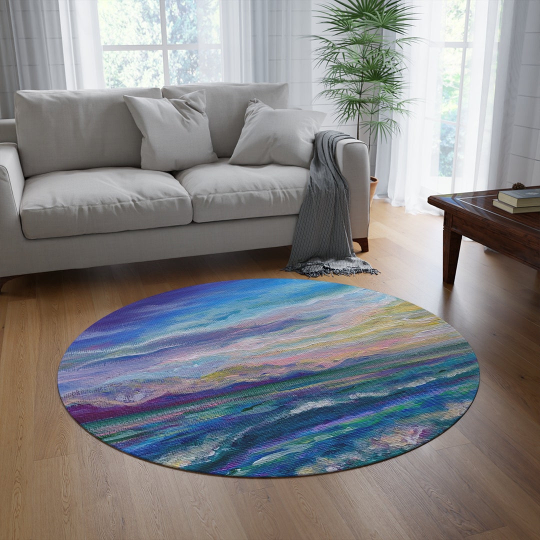 Beach Sea Blue Wave Sky Round Rug Aqua Wave Sea Ocean Rugs Mat - Etsy