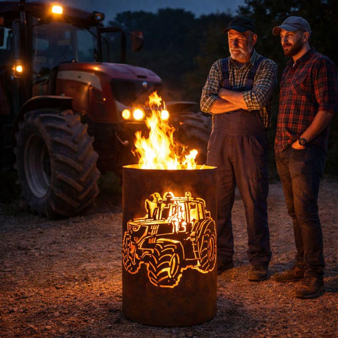 Tractor Fire Barrel | Steel Fire Pit | Garden Fire Basket | Gift for ...