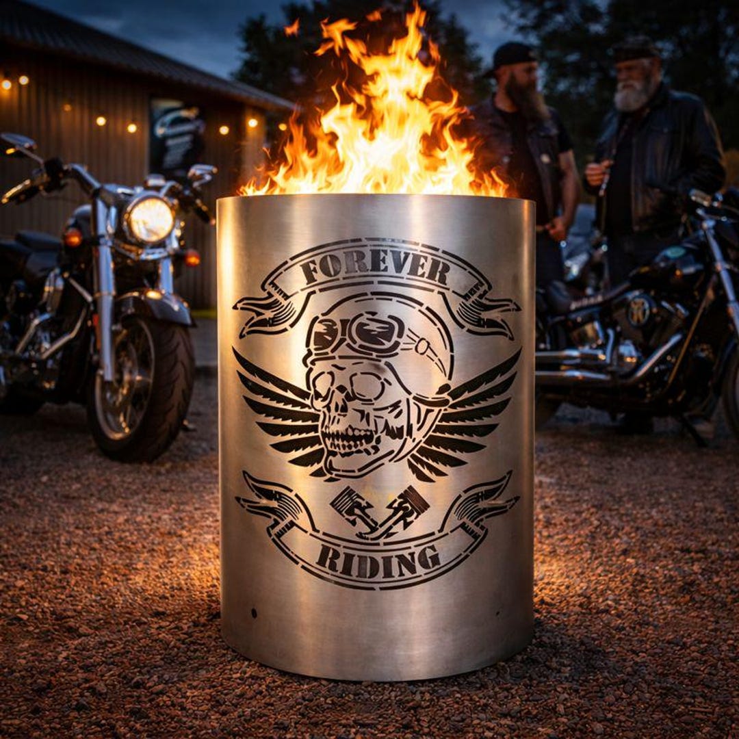 Skull Forever Riding Fire Barrel – Fire Pit for Garden & Patio – Garden ...