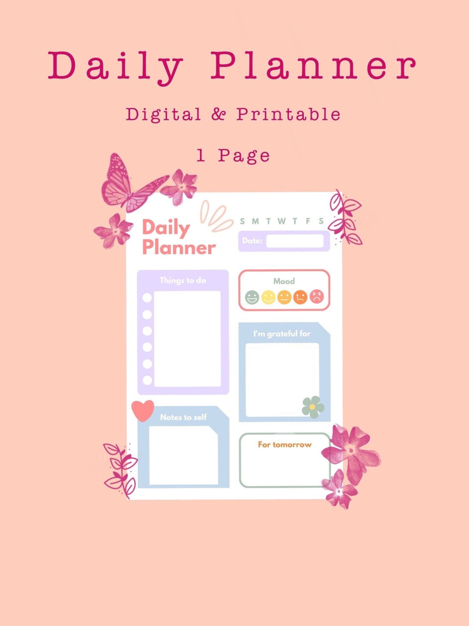 Daily Planner, Digital Planner, Printable Planner, 2022 Daily ...