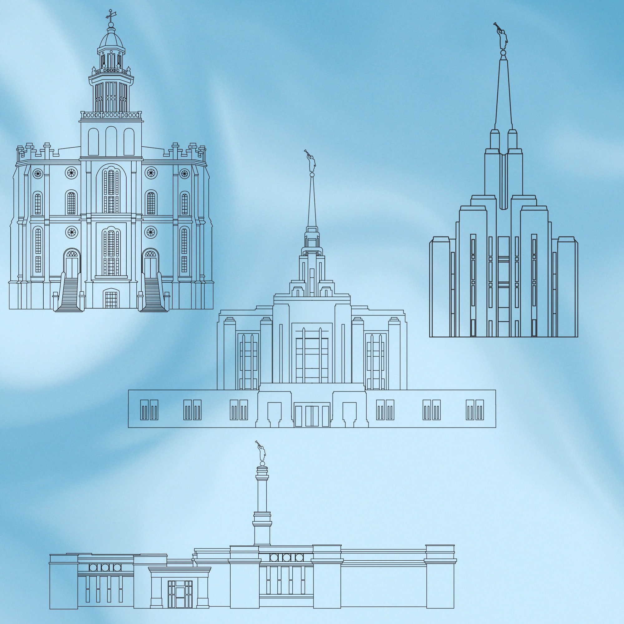 Utah LDS Temple Bundle 21 Total | LDS Temple Svg | LDS Temple Dxf | - Etsy