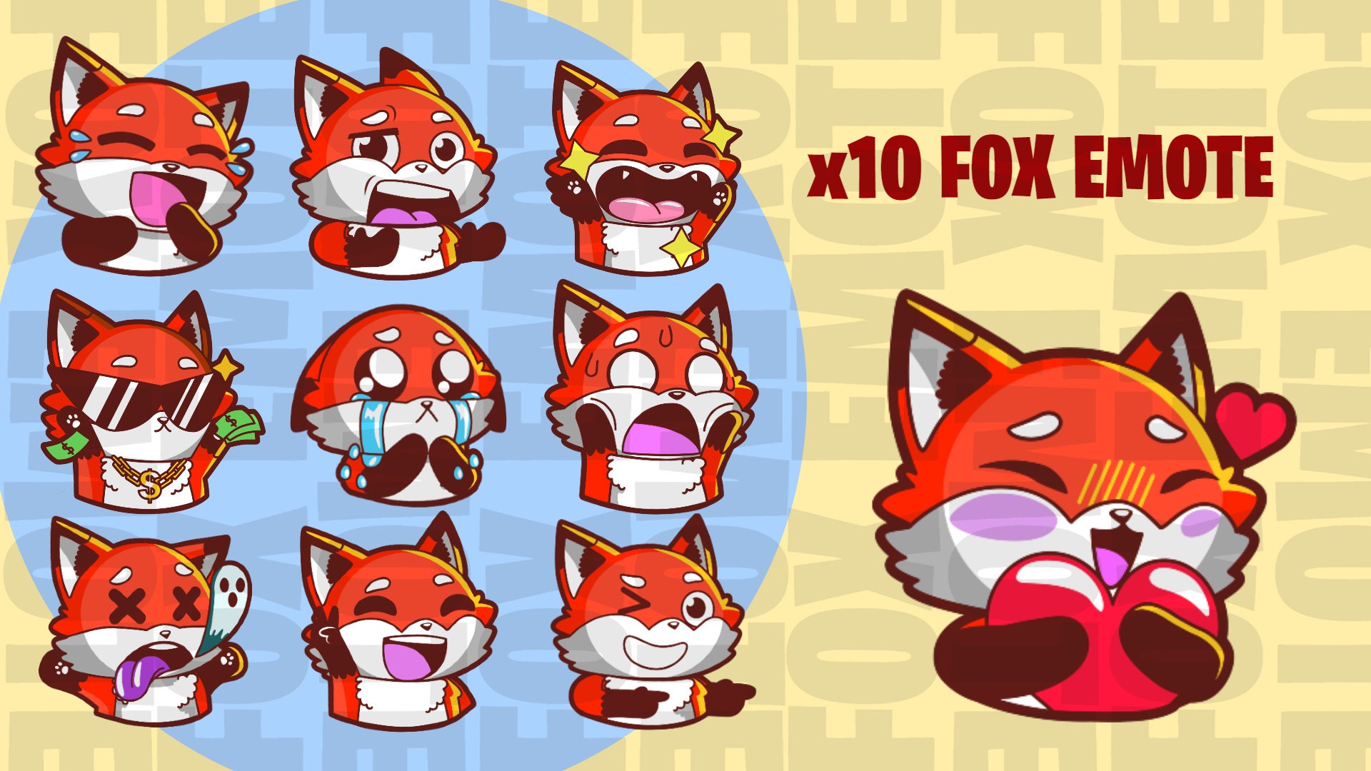 10x Cute Fox Emote For Twitch Or Discord Etsy