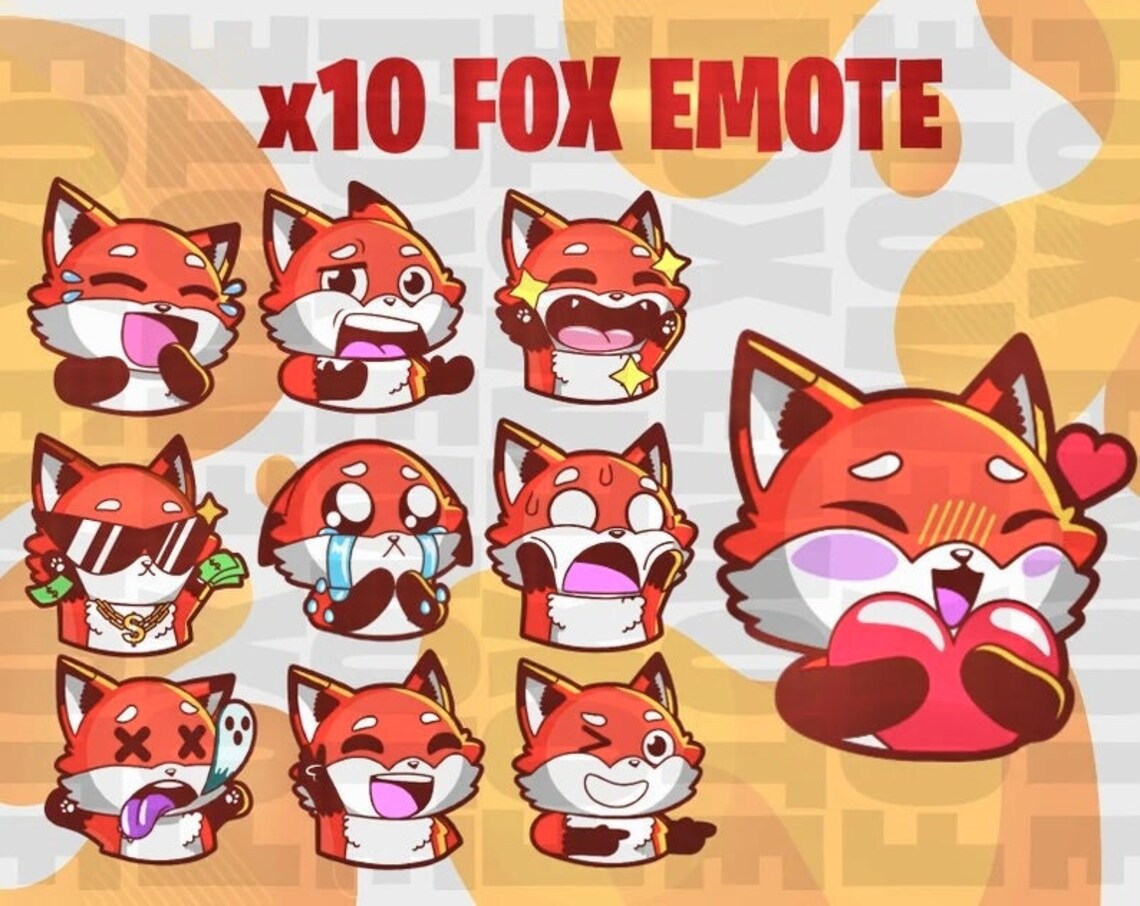 Cute Fox Emotes Pack For Twitch Or Discord Etsy