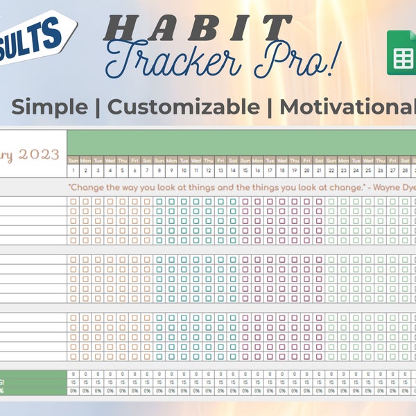 Habit Tracker Spreadsheet Template - Etsy