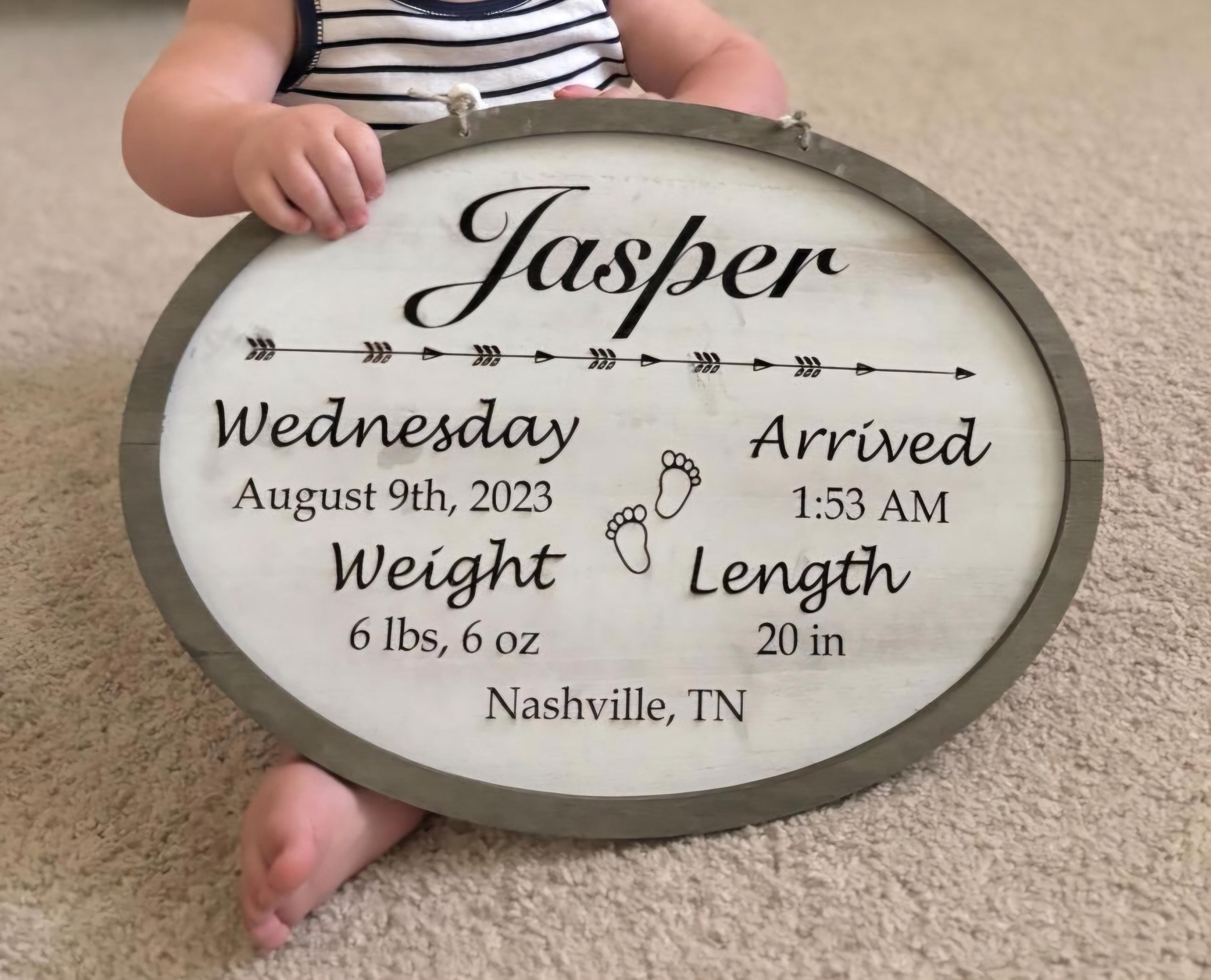 Custom Personalized Engraved Baby Birth Announcement Board With Newborn ...