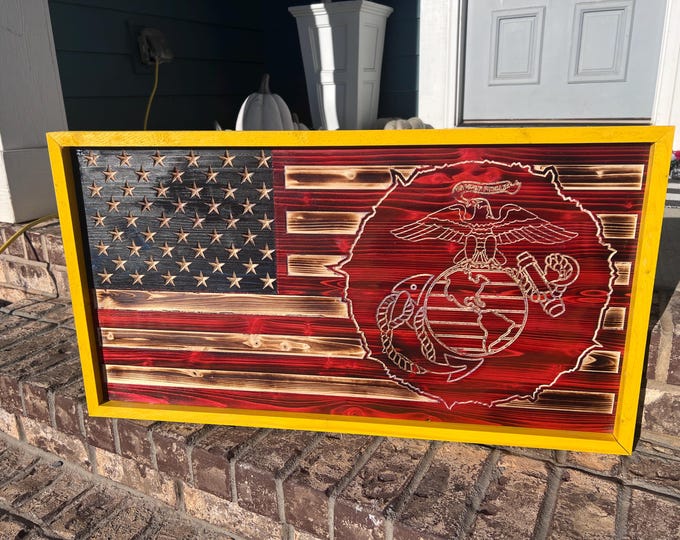 Custom Marine Corps Wooden Flag • USMC EGA Wall Decor • Personalized ...