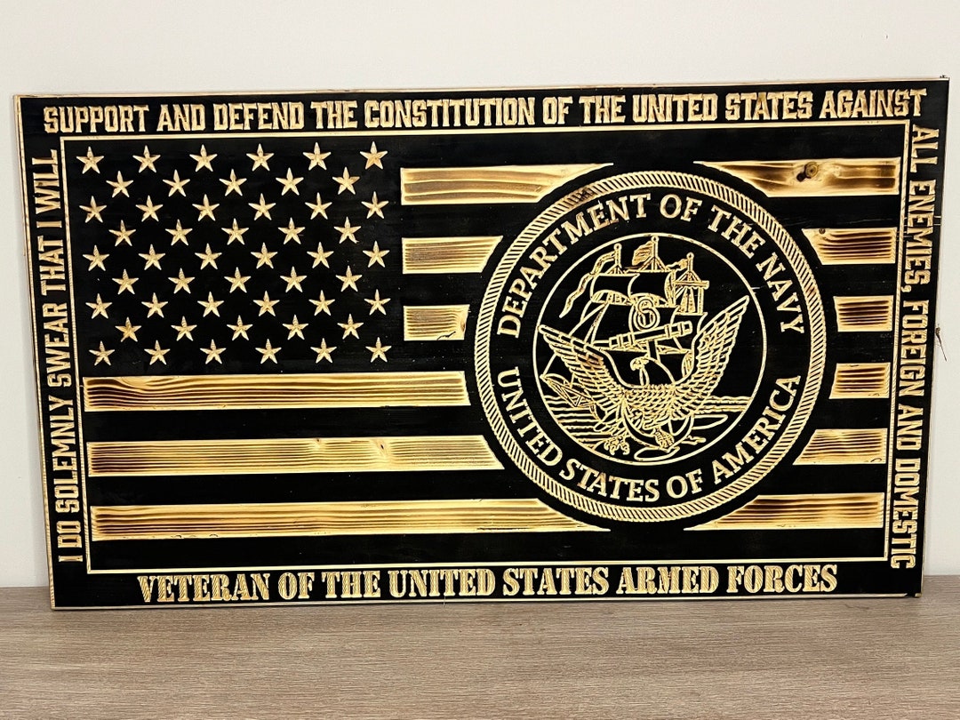 Custom Navy Veteran Wood Flag | Rustic Military Wall Art - Etsy