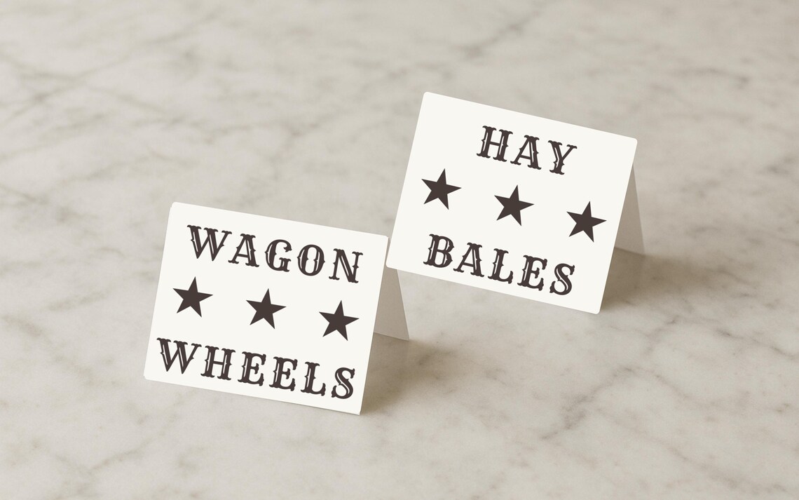 Western Food Labels Printable | Cowboy Birthday Place Cards | Western ...