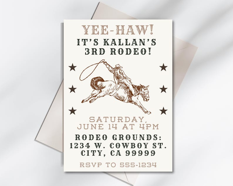 Editable Birthday Invitation | 5x7 in | Yee-haw Western Cowboy Party ...