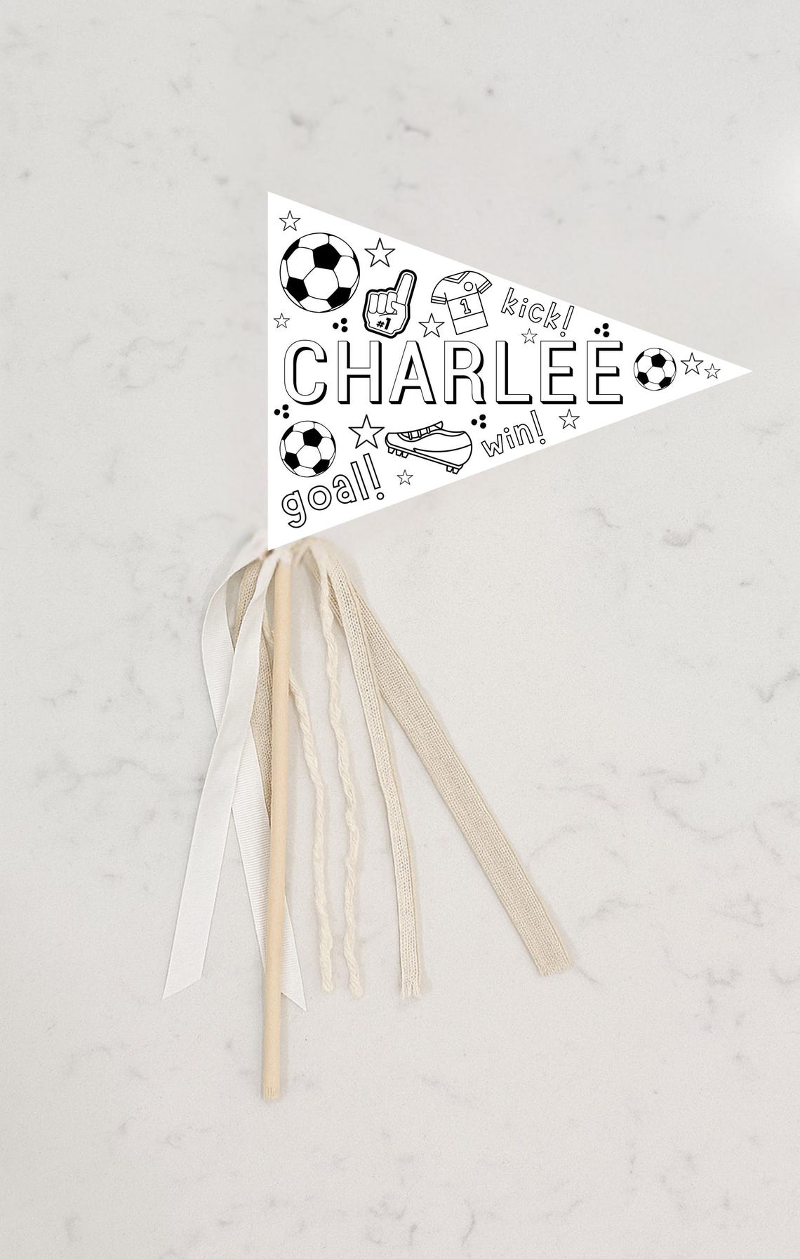 Printable Soccer Pennant Flag | Customizable Name | Colorable Kids ...