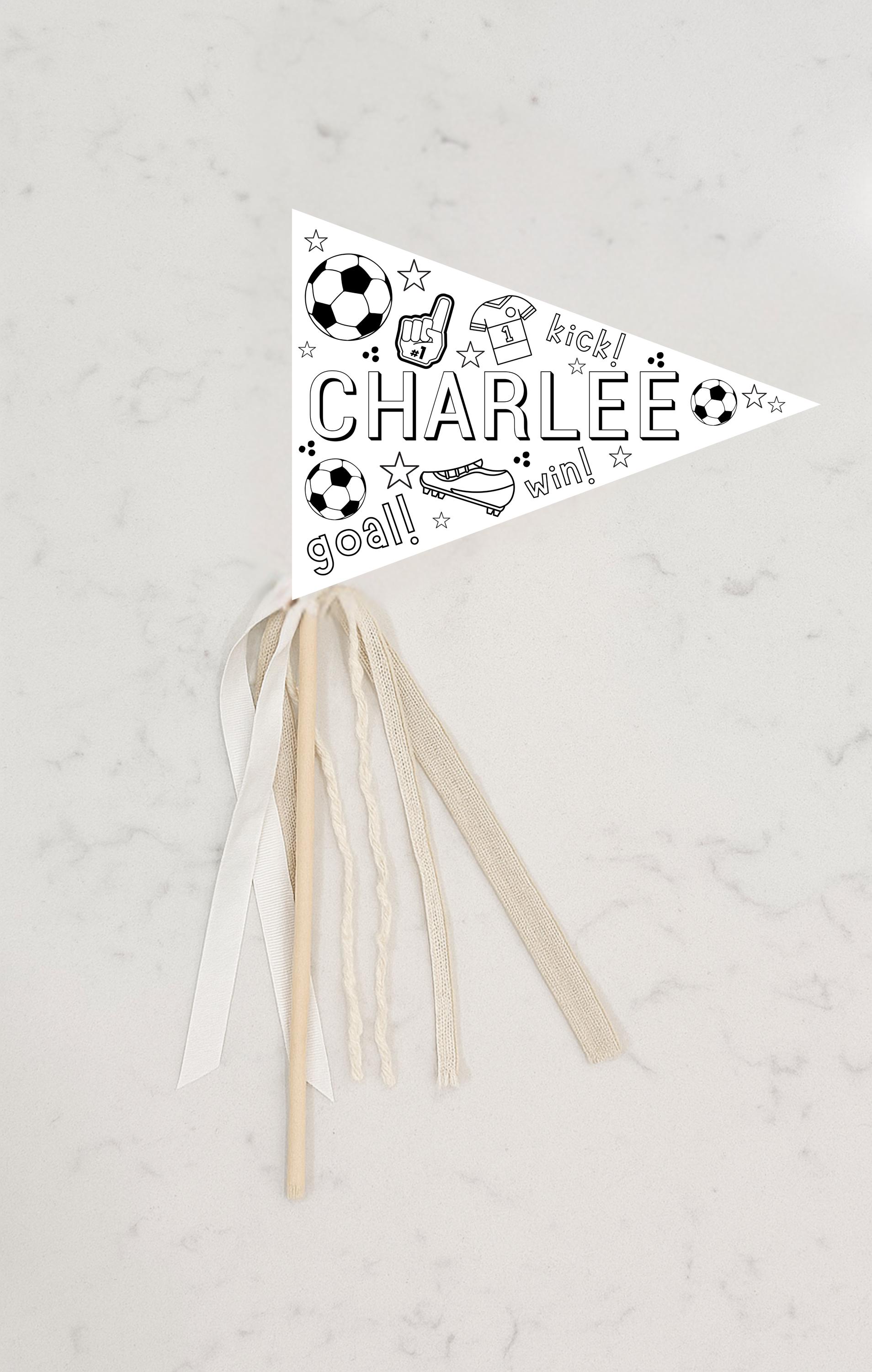 Printable Soccer Pennant Flag | Customizable Name | Colorable Kids ...