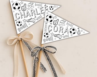 Printable Football Pennant Flag | Customizable Name | Colorable Kids ...
