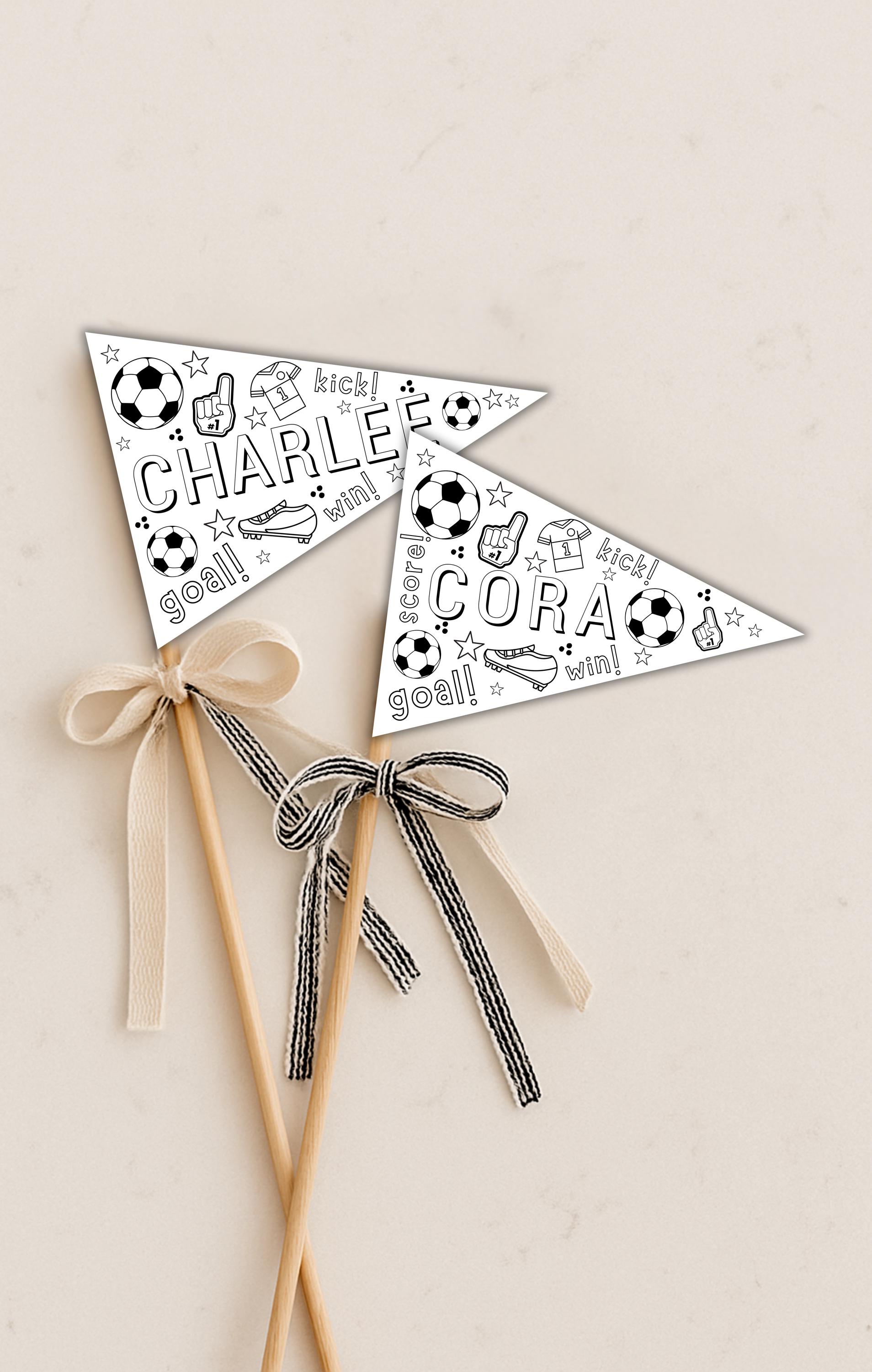 Printable Soccer Pennant Flag | Customizable Name | Colorable Kids ...