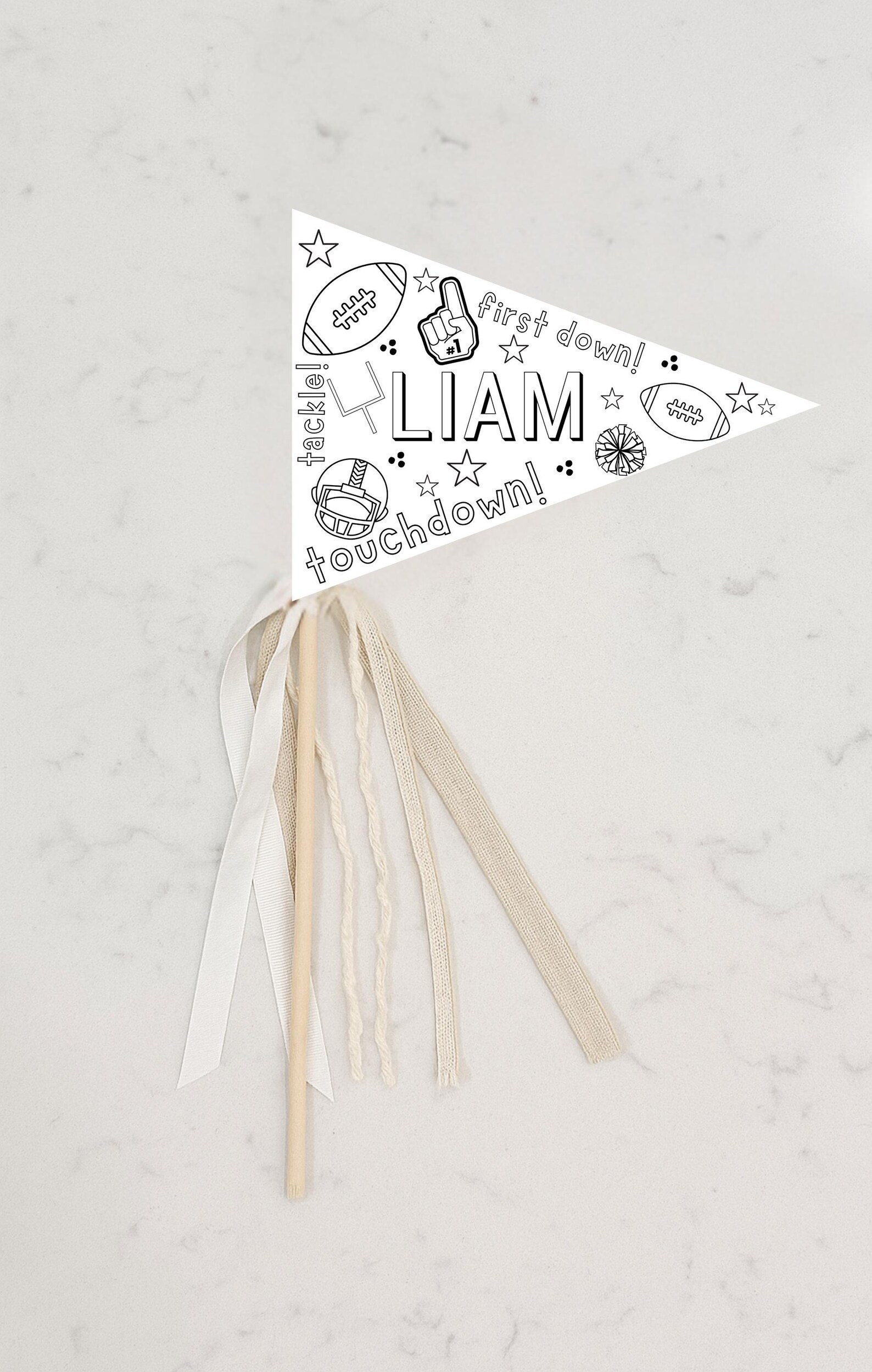 Printable Football Pennant Flag | Customizable Name | Colorable Kids ...