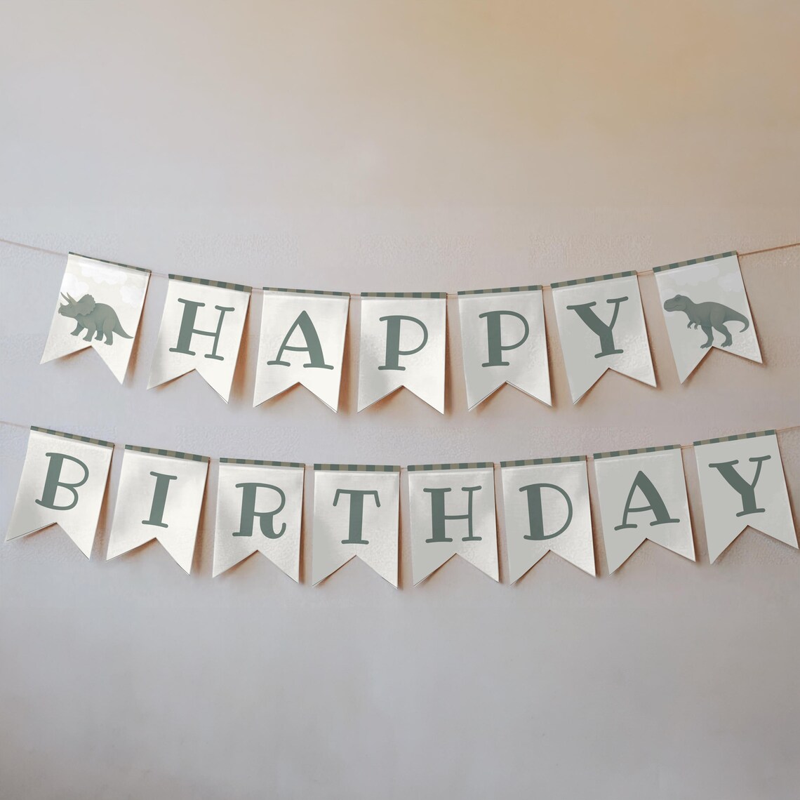 Dinosaur Birthday Banner | Born to Roar | Muted Green Watercolor ...