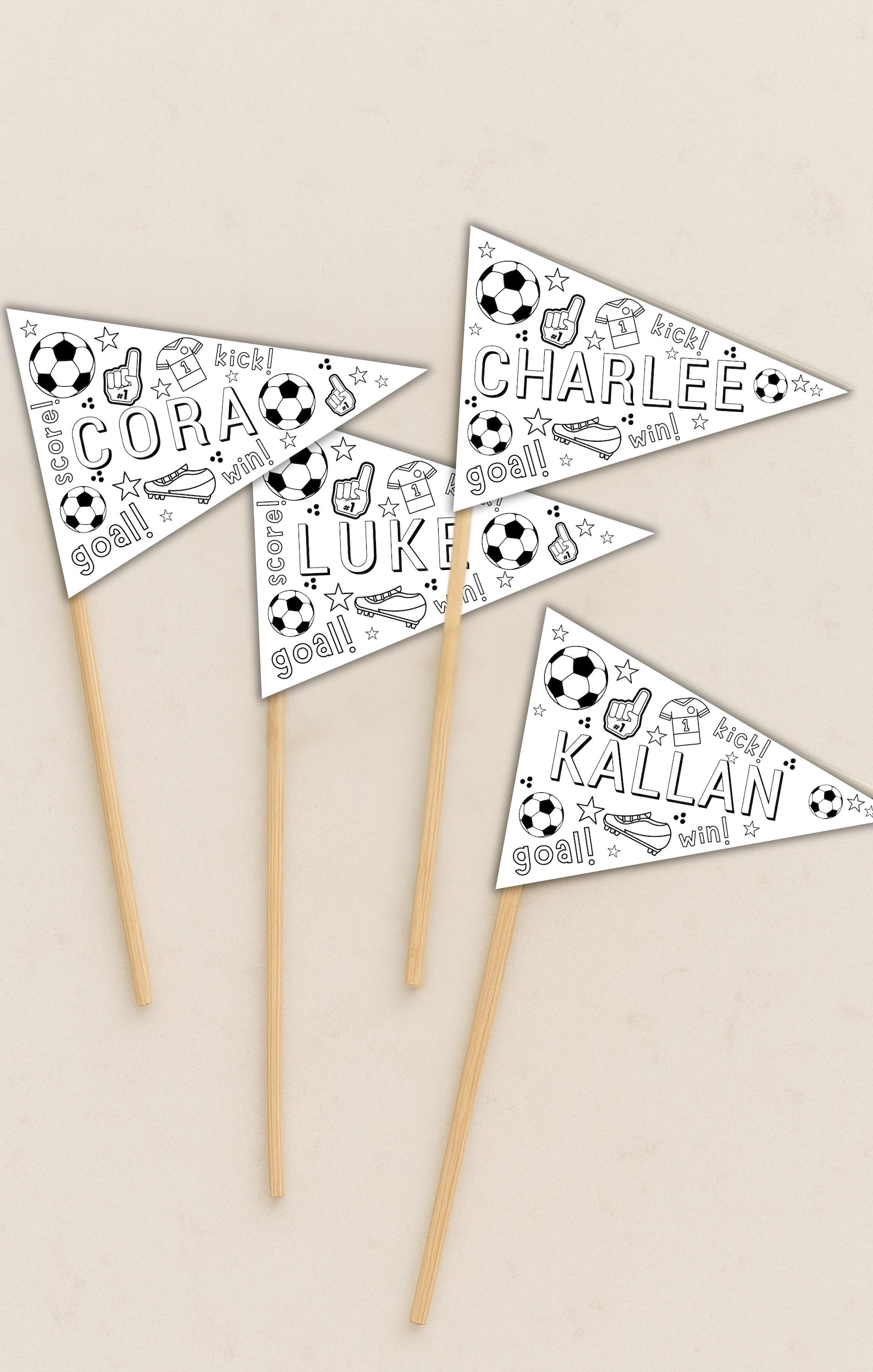 Printable Soccer Pennant Flag | Customizable Name | Colorable Kids ...